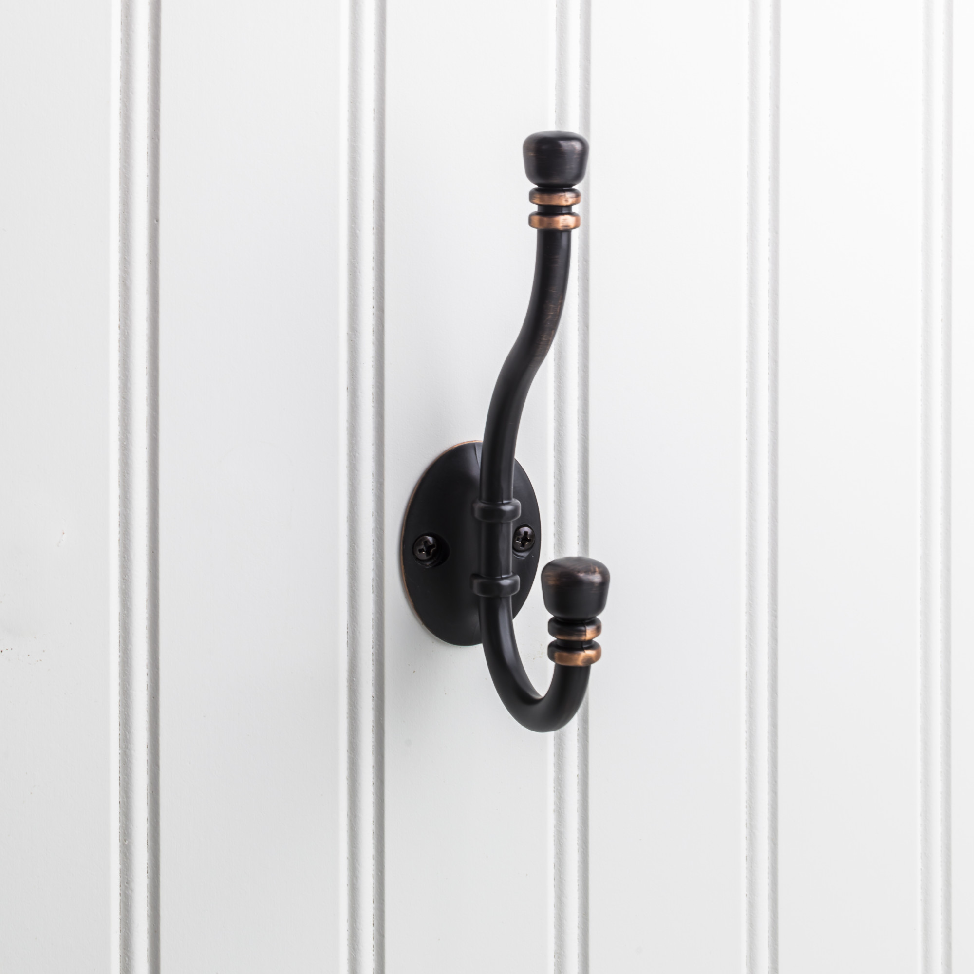 Elements Ringed Contemporary Double Prong Wall Mounted Hook