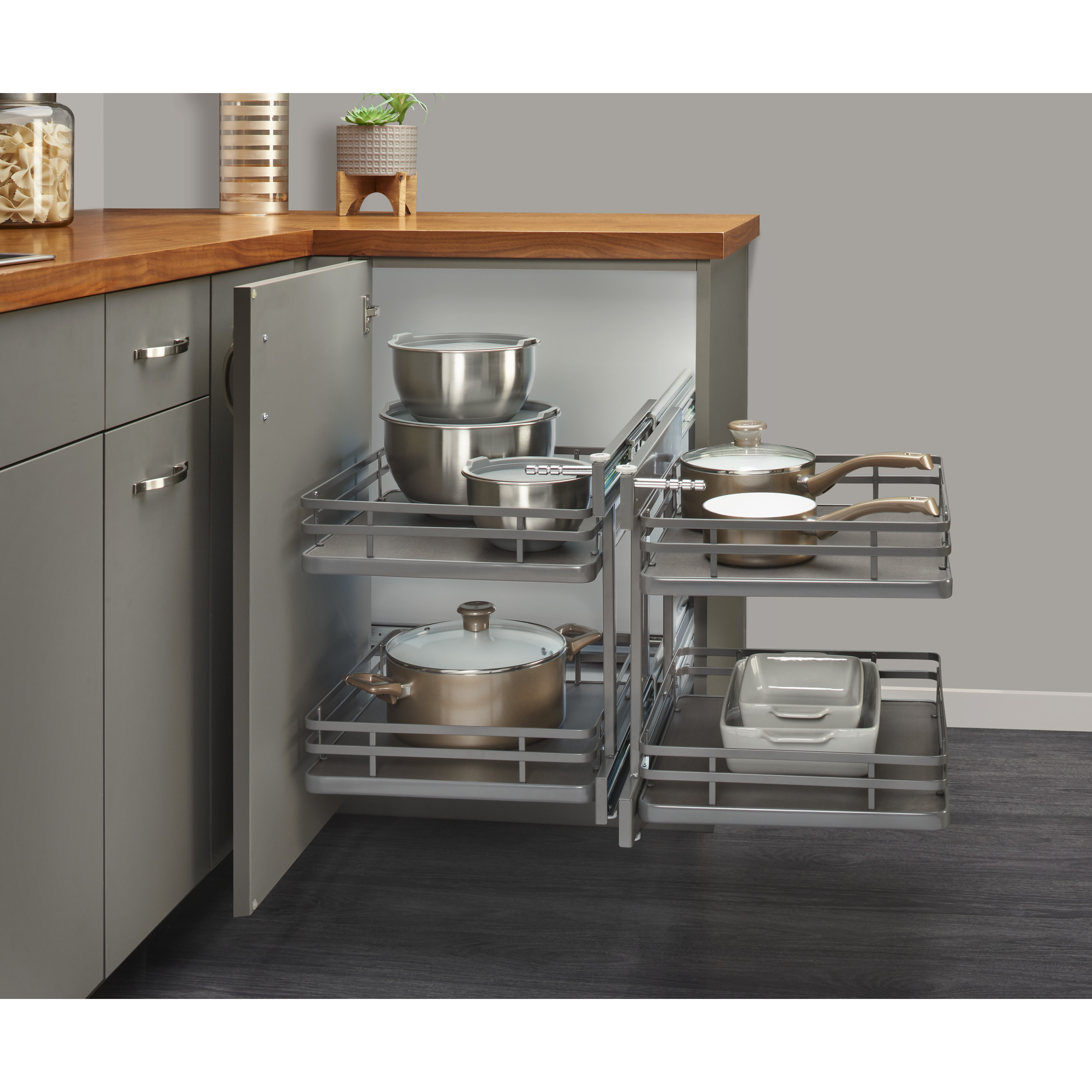 Rev-A-Shelf Steel Two-Tier Pullout Solid Bottom Organizer for Blind ...