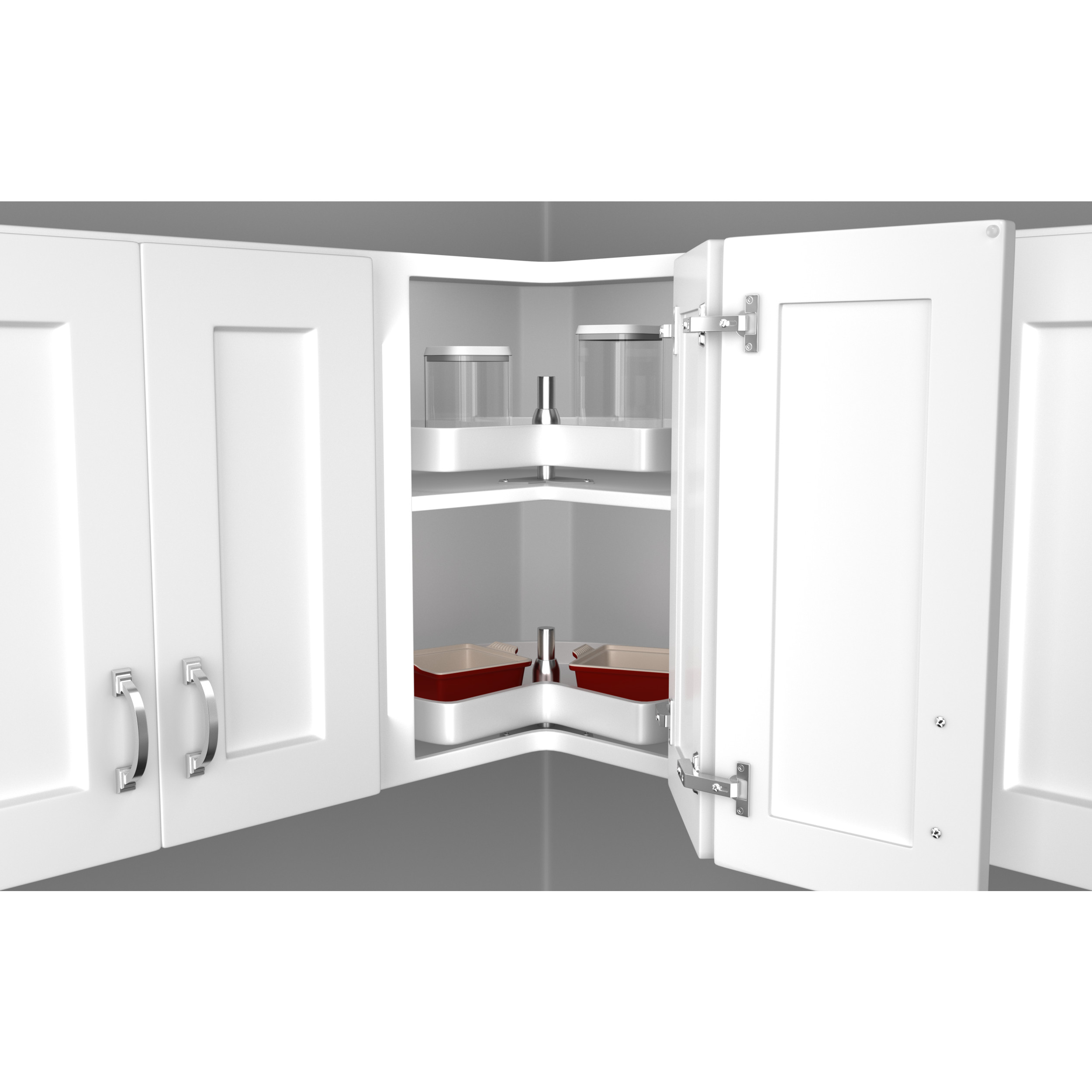 Rev-A-Shelf Polymer Kidney-Shaped 1-Shelf Lazy Susan w/Bottom Mount Rotating Post for Corner ...