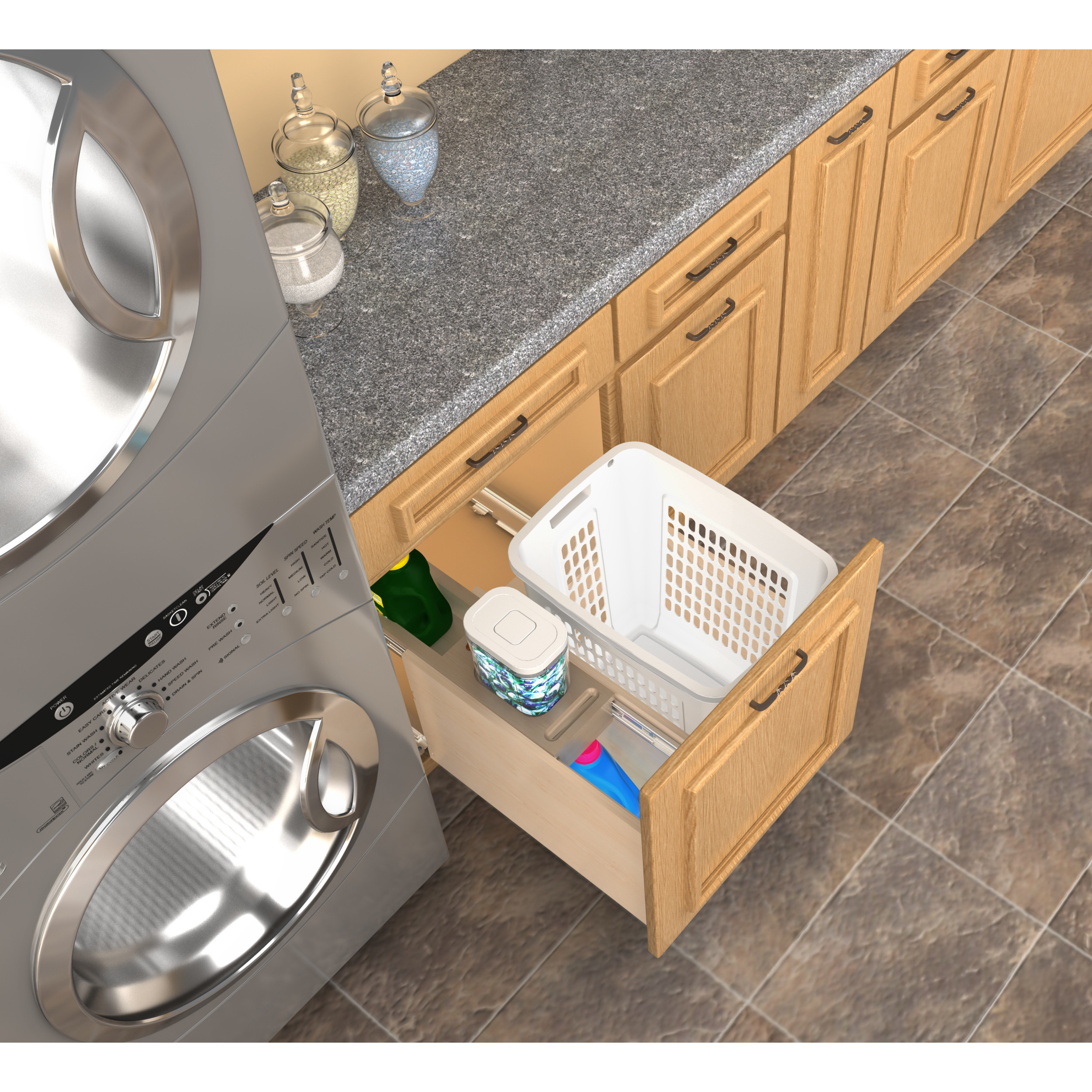 Rev-A-Shelf Wood Hamper with OXO and Storage for Base Cabinets w/ Soft ...